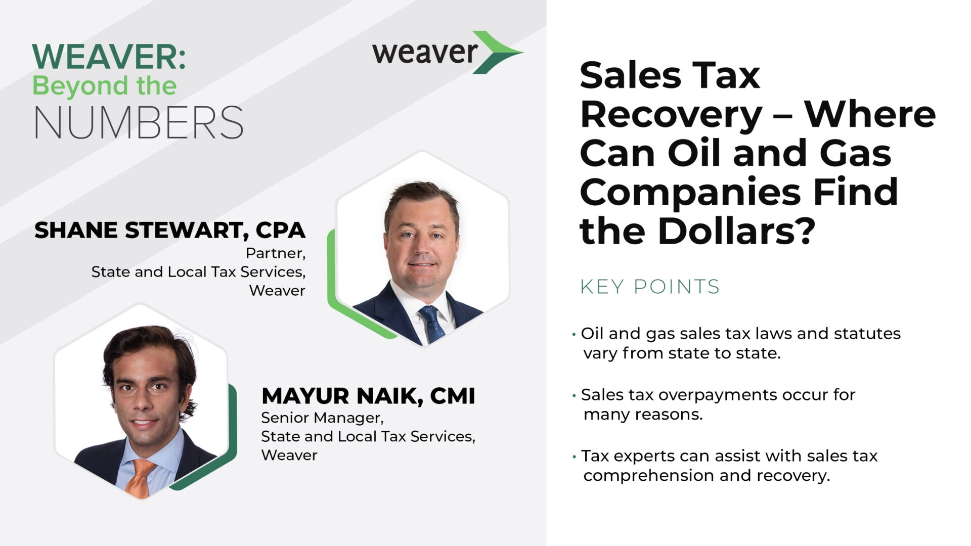 Weaver: Beyond the Numbers: Sales Tax Recovery – Where Can Oil and Gas ...