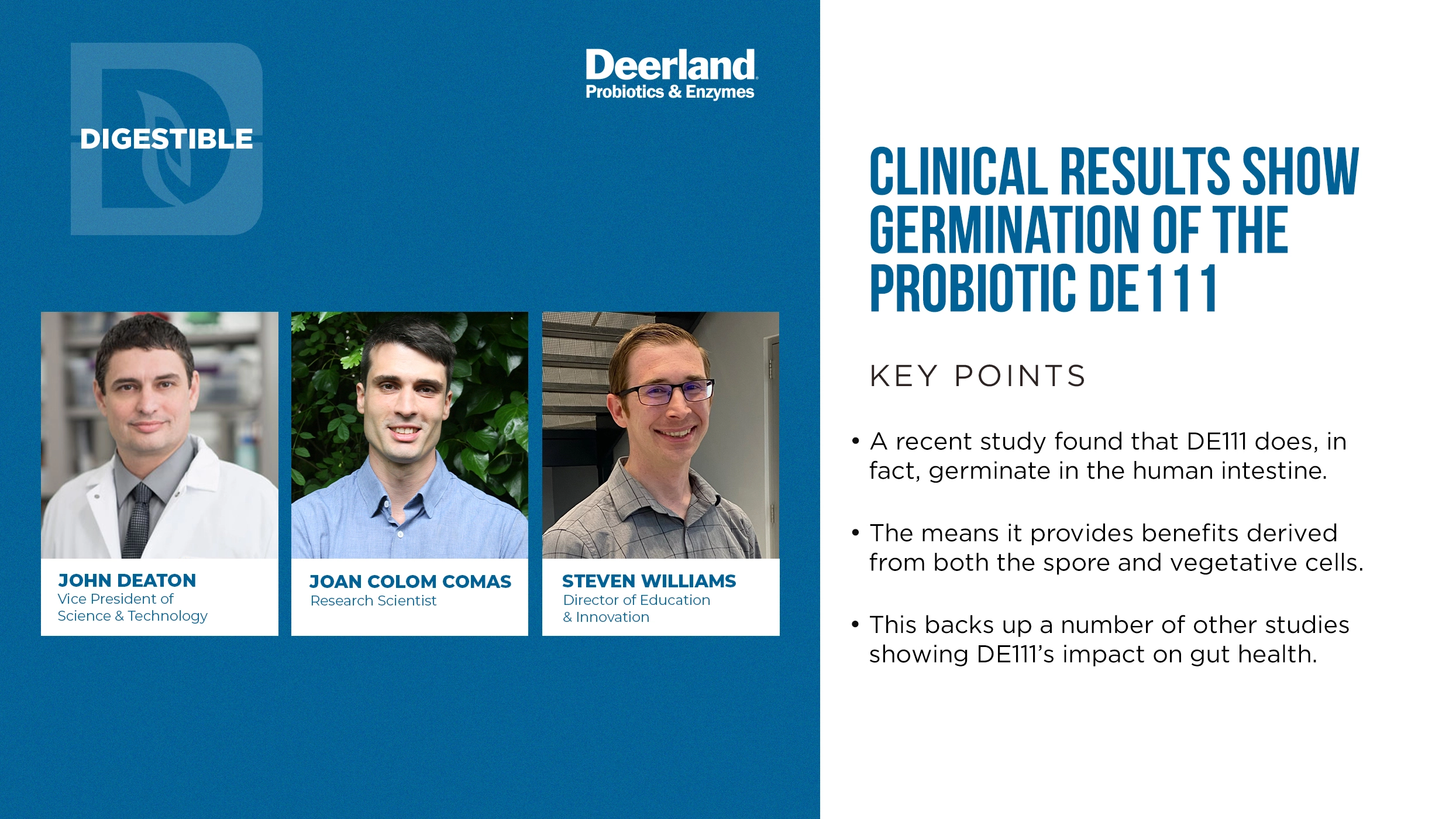 Clinical Results Show Germination of the Probiotic DE111