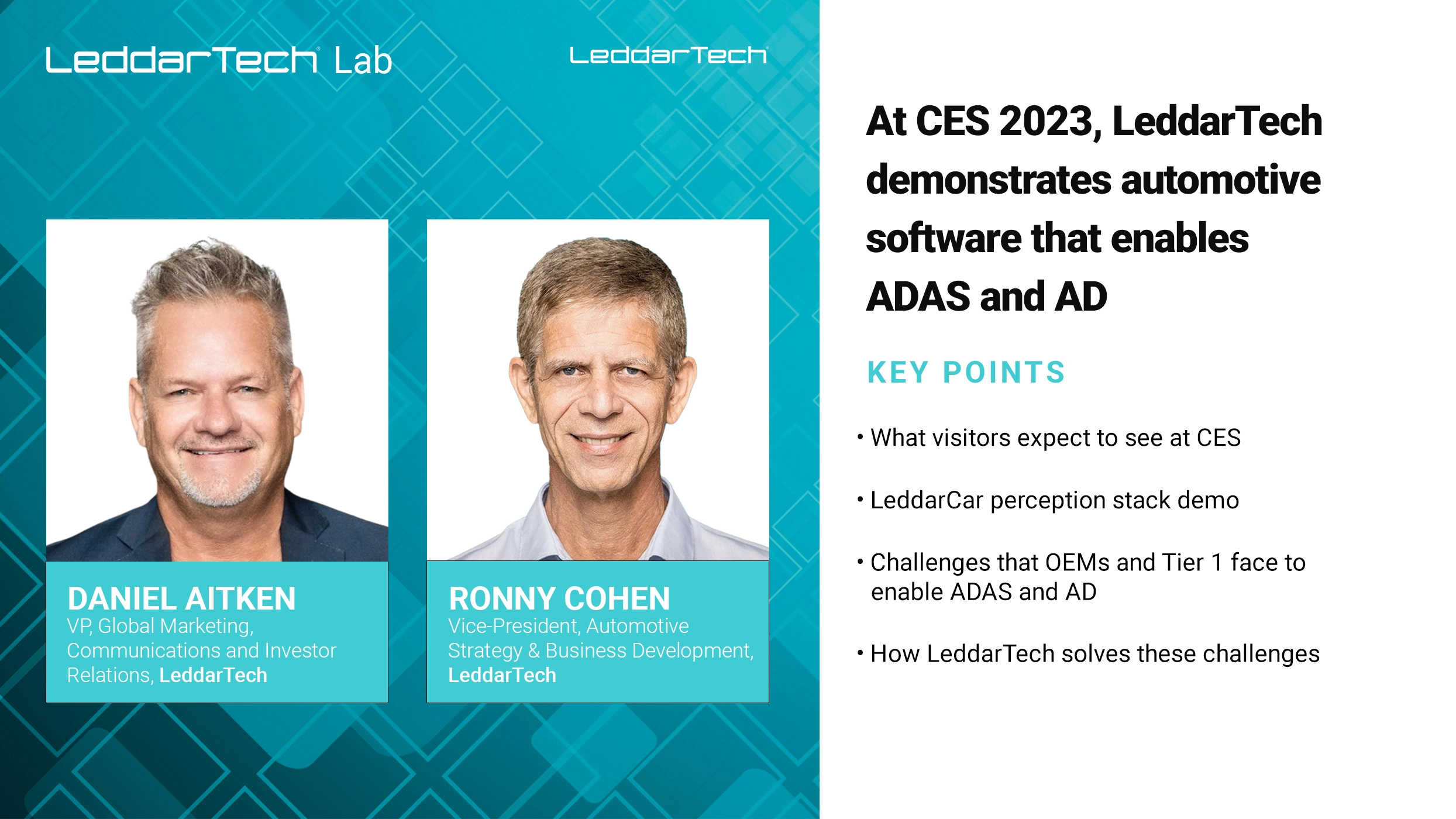 LeddarTech demonstrates automotive software enabling ADAS & AD at CES 2023